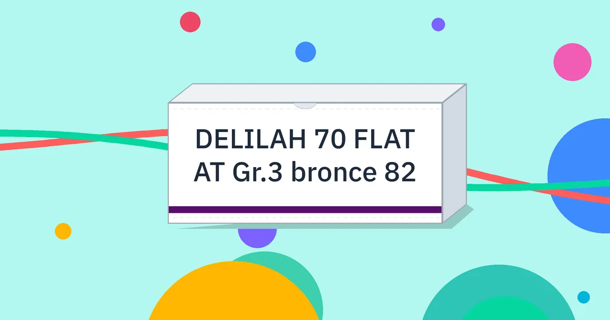 Symbolbild: Packung mit der Aufschrift DELILAH 70 FLAT AT Gr.3 bronce 82 (PZN 13848281) – Verfügbarkeit und Bezug in Apotheken in Frankfurt am Main