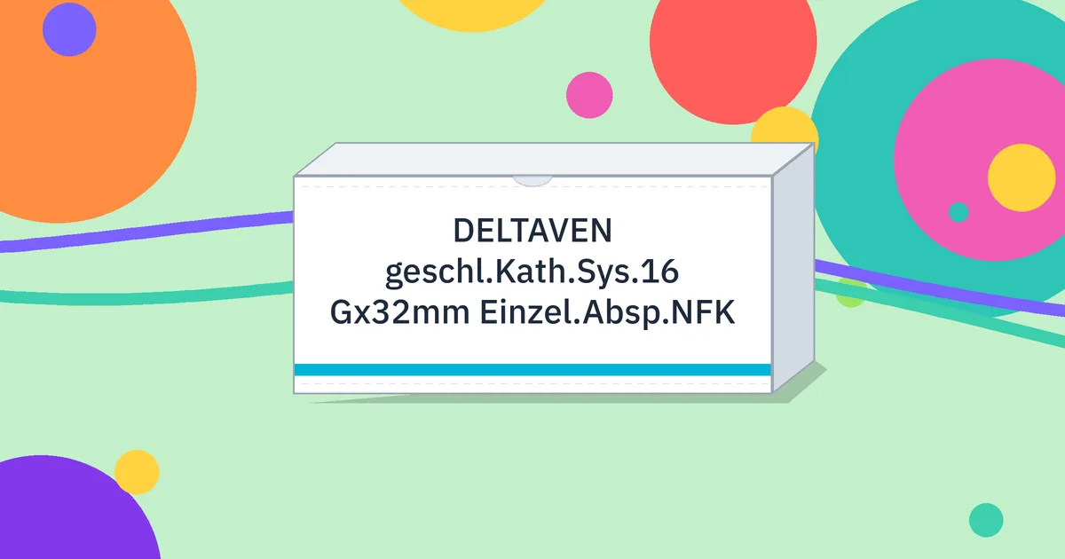 Symbolbild: Packung mit der Aufschrift DELTAVEN geschl.Kath.Sys.16 Gx32mm Einzel.Absp.NFK (PZN 13977937) – Verfügbarkeit und Bezug in Apotheken in Frankfurt am Main