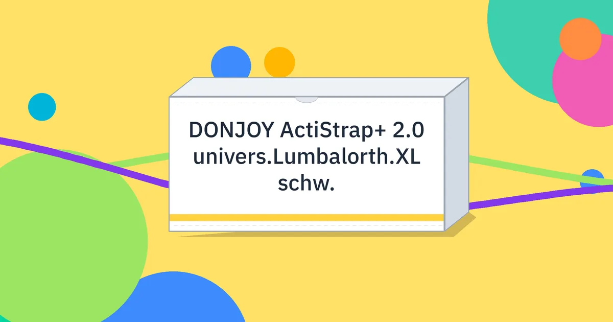 Symbolbild: Packung mit der Aufschrift DONJOY ActiStrap+ 2.0 univers.Lumbalorth.XL schw. (PZN 20571176) – Verfügbarkeit und Bezug in Apotheken in Frankfurt am Main