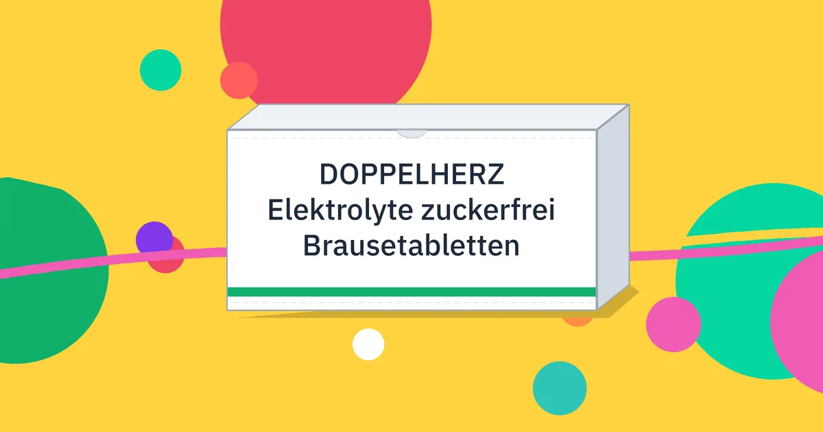 Symbolbild: Packung mit der Aufschrift DOPPELHERZ Elektrolyte zuckerfrei Brausetabletten (PZN 19461407) – Verfügbarkeit und Bezug in Apotheken in Frankfurt am Main
