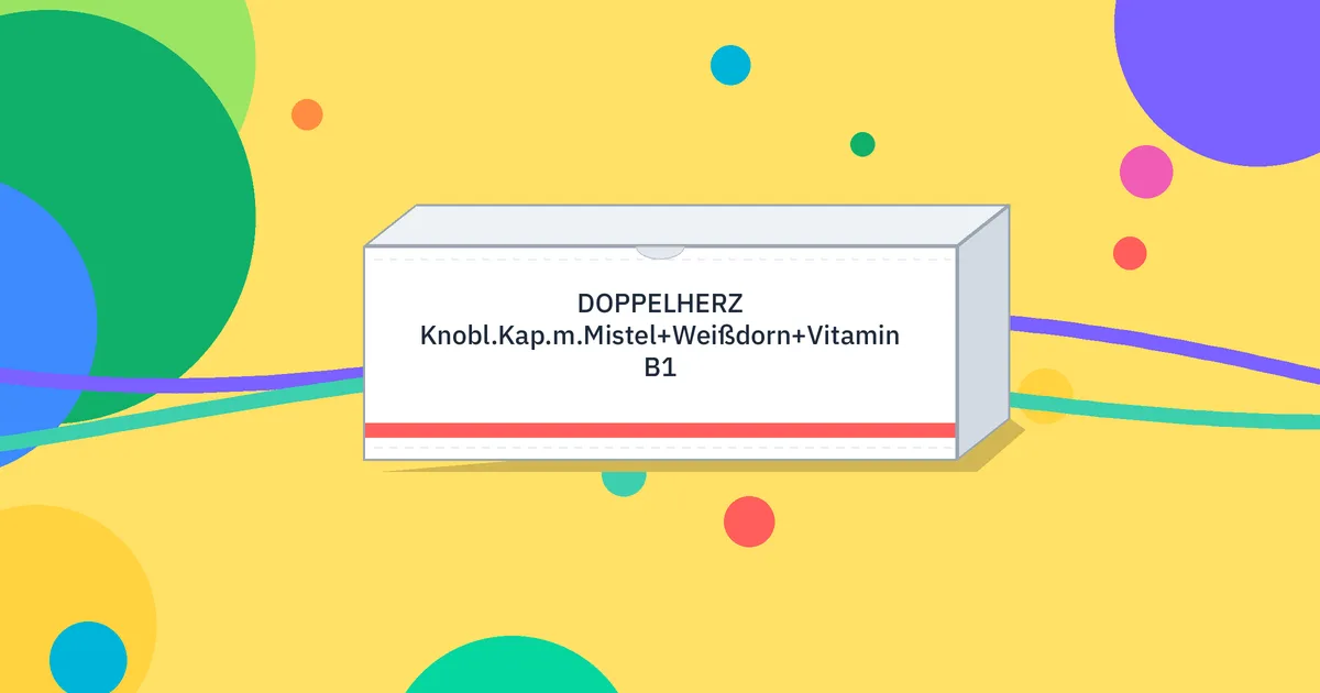 Symbolbild: Packung mit der Aufschrift DOPPELHERZ Knobl.Kap.m.Mistel+Weißdorn+Vitamin B1 (PZN 19765745) – Verfügbarkeit und Bezug in Apotheken in Frankfurt am Main