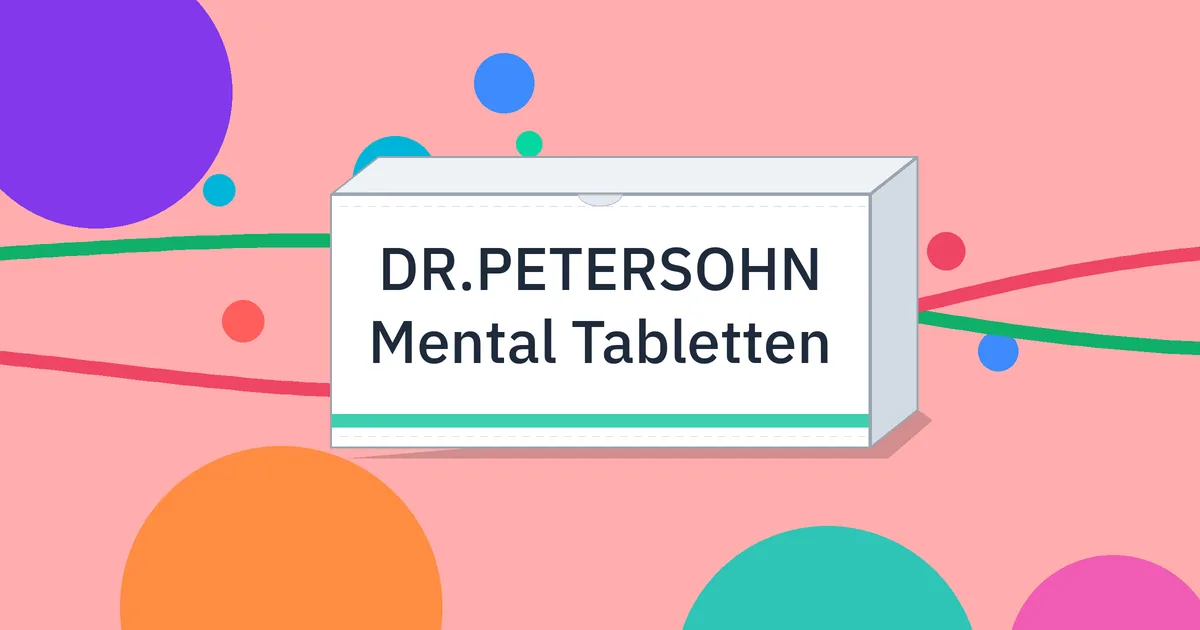 Symbolbild: Packung mit der Aufschrift DR.PETERSOHN Mental Tabletten (PZN 20302789) – Verfügbarkeit und Bezug in Apotheken in Frankfurt am Main