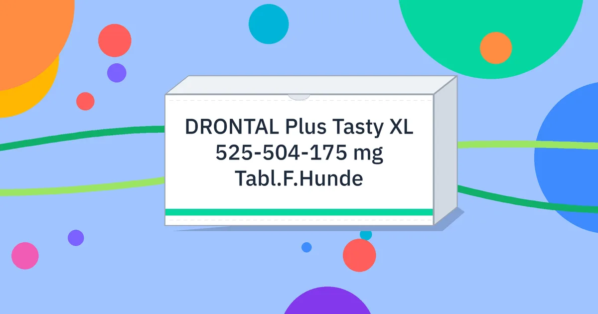 Symbolbild: Packung mit der Aufschrift DRONTAL Plus Tasty XL 525-504-175 mg Tabl.F.Hunde (PZN 13839201) – Verfügbarkeit und Bezug in Apotheken in Frankfurt am Main