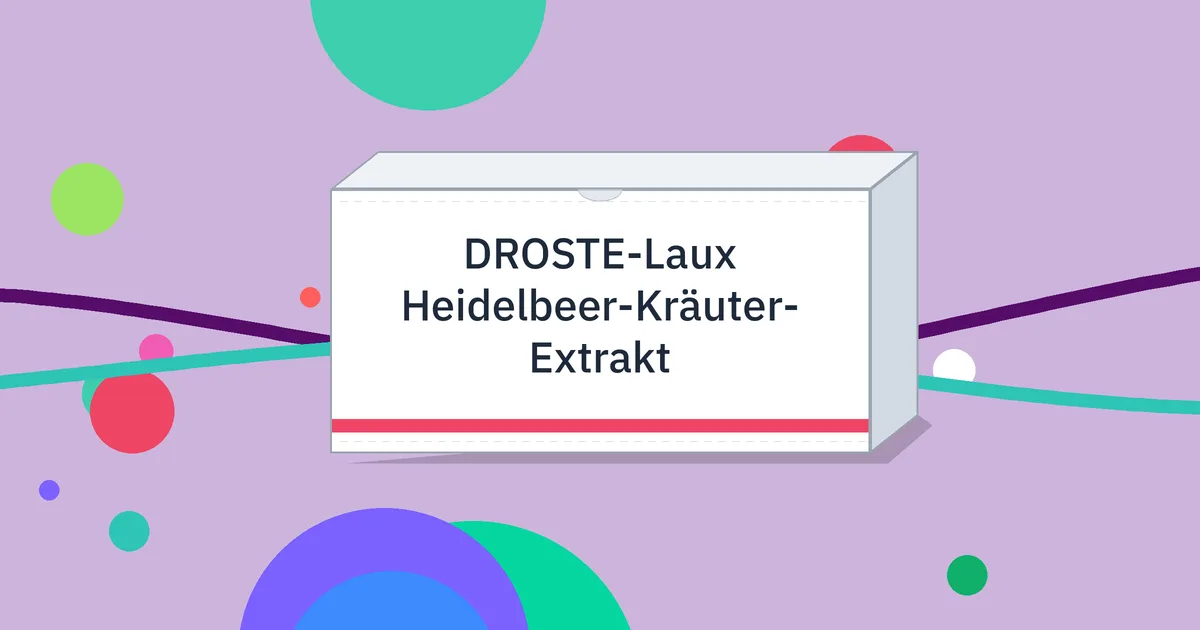 Symbolbild: Packung mit der Aufschrift DROSTE-Laux Heidelbeer-Kräuter-Extrakt (PZN 11009949) – Verfügbarkeit und Bezug in Apotheken in Frankfurt am Main