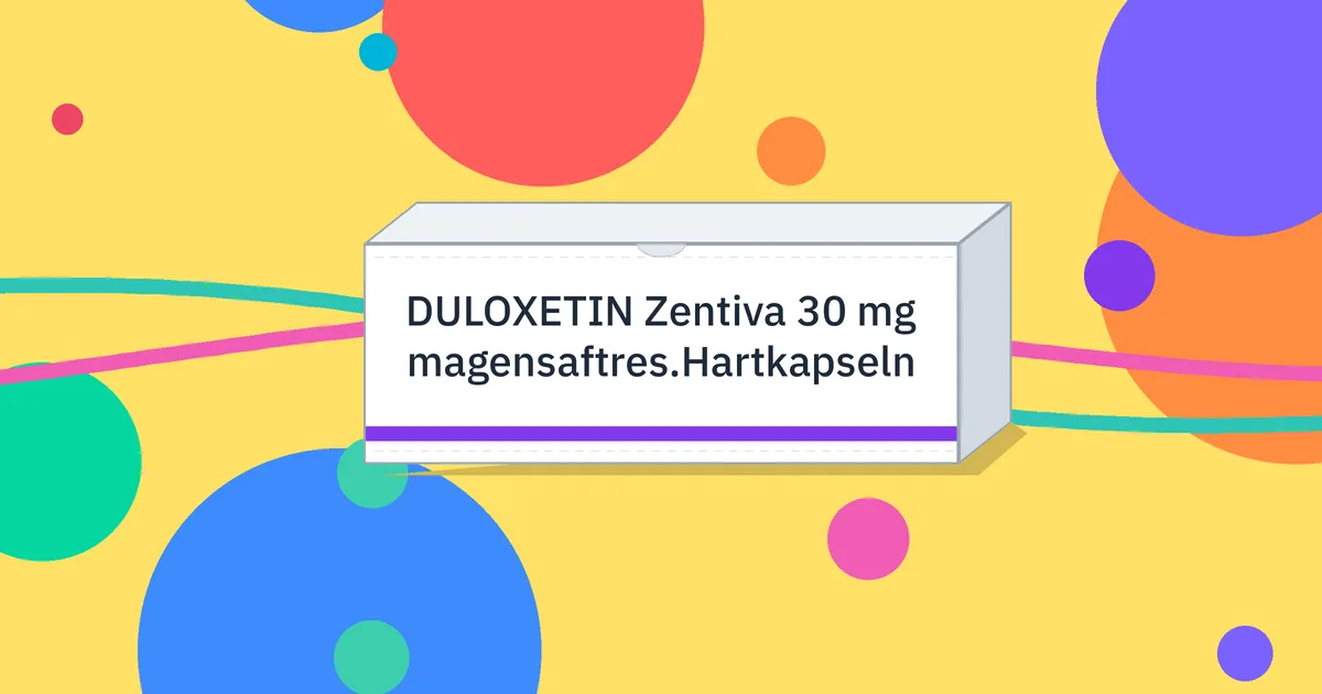 Symbolbild: Packung mit der Aufschrift DULOXETIN Zentiva 30 mg magensaftres.Hartkapseln (PZN 17936912) – Verfügbarkeit und Bezug in Apotheken in Frankfurt am Main