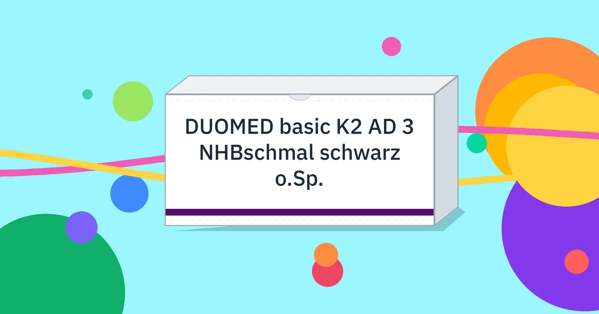 Symbolbild: Packung mit der Aufschrift DUOMED basic K2 AD 3 NHBschmal schwarz o.Sp. (PZN 20907127) – Verfügbarkeit und Bezug in Apotheken in Frankfurt am Main
