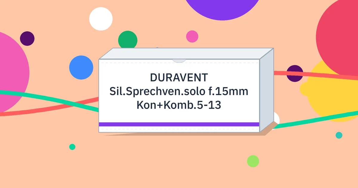 Symbolbild: Packung mit der Aufschrift DURAVENT Sil.Sprechven.solo f.15mm Kon+Komb.5-13 (PZN 02121529) – Verfügbarkeit und Bezug in Apotheken in Frankfurt am Main