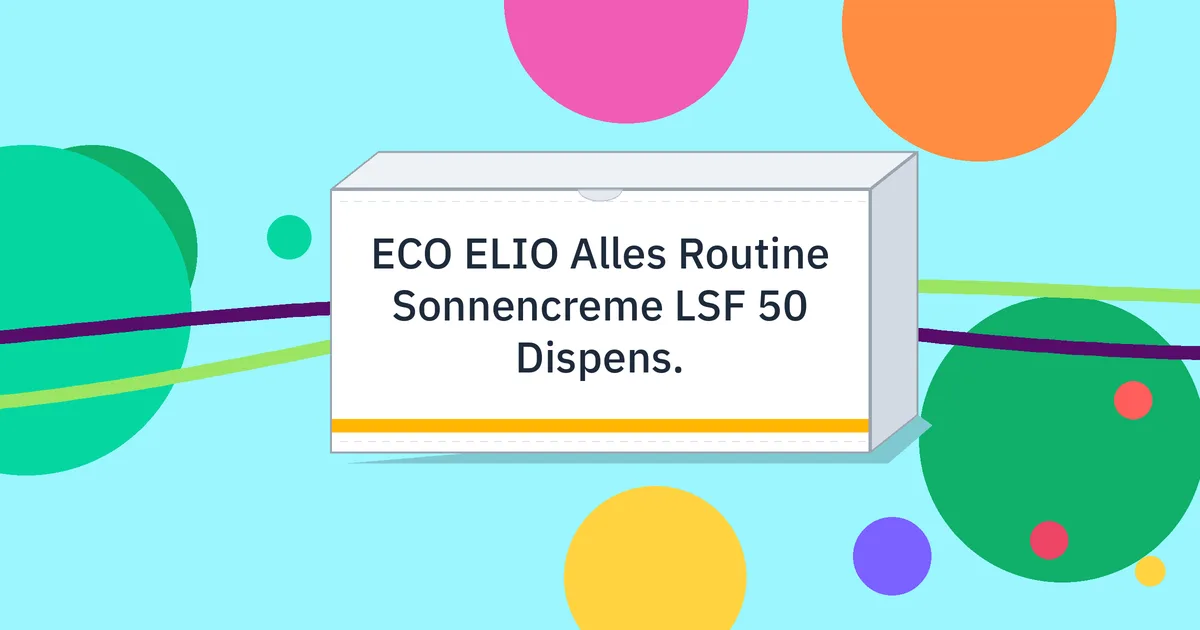 Symbolbild: Packung mit der Aufschrift ECO ELIO Alles Routine Sonnencreme LSF 50 Dispens. (PZN 19724611) – Verfügbarkeit und Bezug in Apotheken in Frankfurt am Main