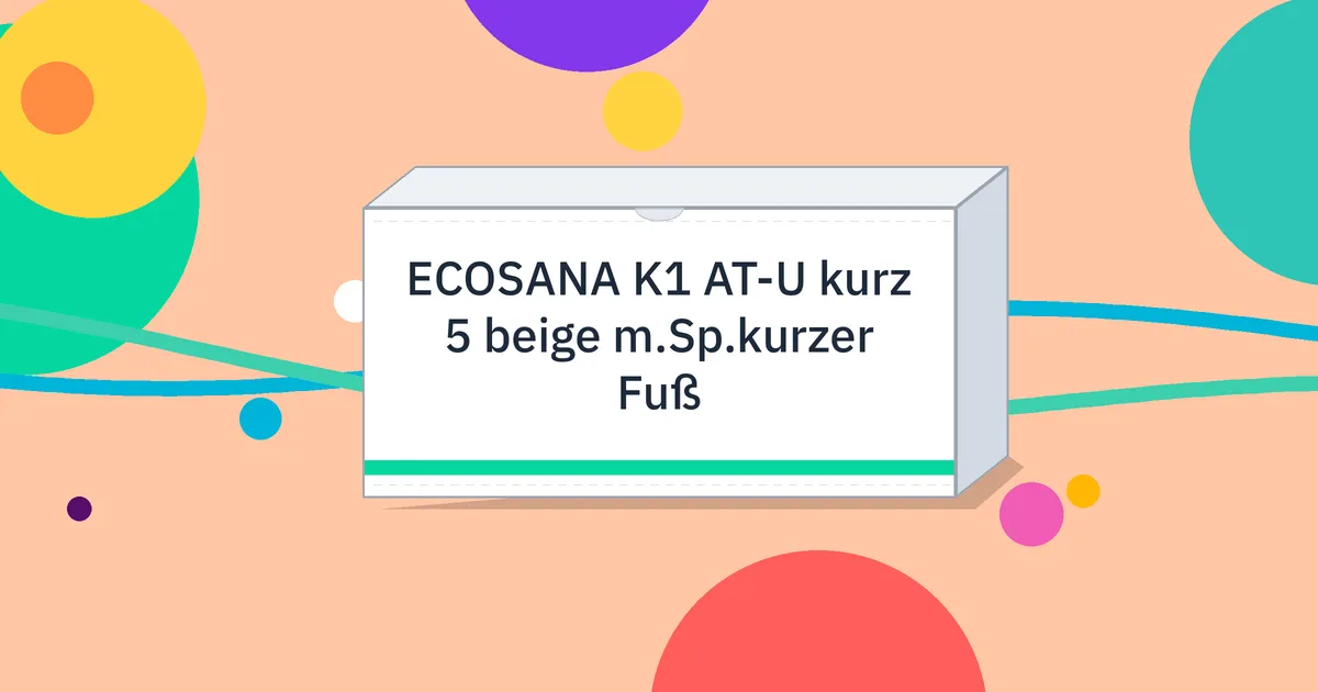 Symbolbild: Packung mit der Aufschrift ECOSANA K1 AT-U kurz 5 beige m.Sp.kurzer Fuß (PZN 04734590) – Verfügbarkeit und Bezug in Apotheken in Frankfurt am Main