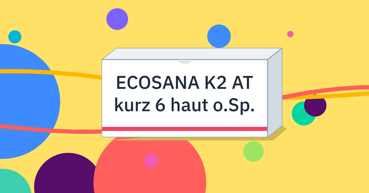 Symbolbild: Packung mit der Aufschrift ECOSANA K2 AT kurz 6 haut o.Sp. (PZN 01566117) – Verfügbarkeit und Bezug in Apotheken in Frankfurt am Main