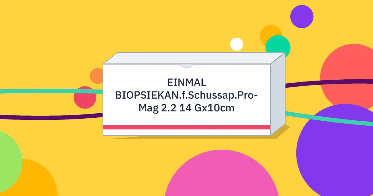 Symbolbild: Packung mit der Aufschrift EINMAL BIOPSIEKAN.f.Schussap.Pro-Mag 2.2 14 Gx10cm (PZN 00282719) – Verfügbarkeit und Bezug in Apotheken in Frankfurt am Main