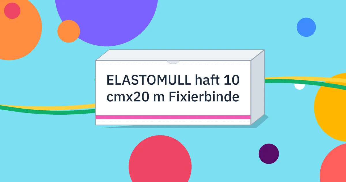 Symbolbild: Packung mit der Aufschrift ELASTOMULL haft 10 cmx20 m Fixierbinde (PZN 19533466) – Verfügbarkeit und Bezug in Apotheken in Frankfurt am Main