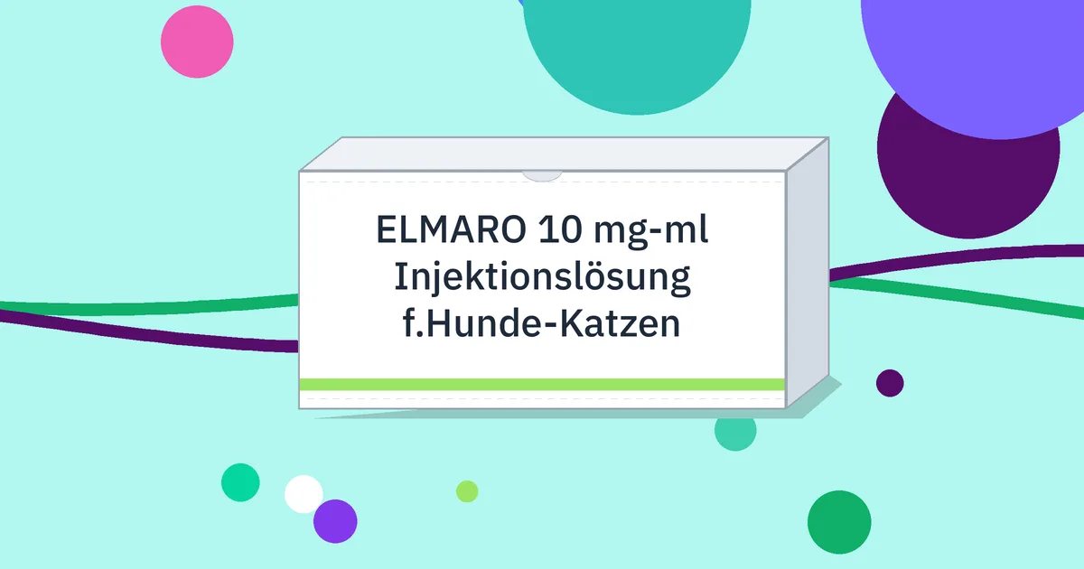 Symbolbild: Packung mit der Aufschrift ELMARO 10 mg-ml Injektionslösung f.Hunde-Katzen (PZN 19692590) – Verfügbarkeit und Bezug in Apotheken in Frankfurt am Main