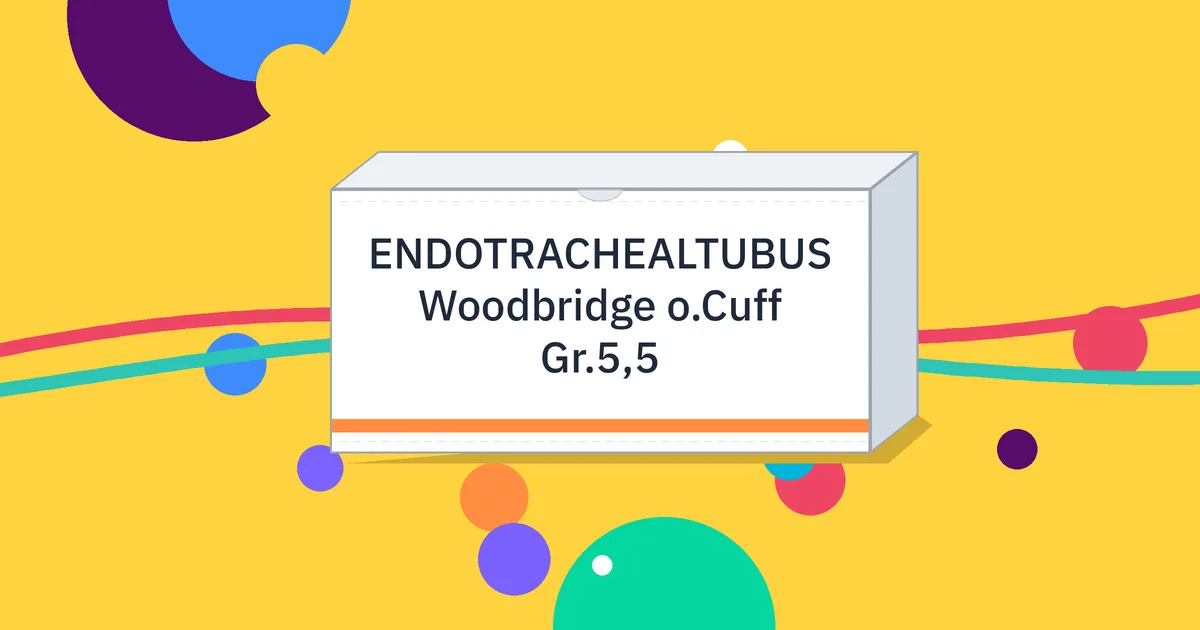 Symbolbild: Packung mit der Aufschrift ENDOTRACHEALTUBUS Woodbridge o.Cuff Gr.5,5 (PZN 12457207) – Verfügbarkeit und Bezug in Apotheken in Frankfurt am Main
