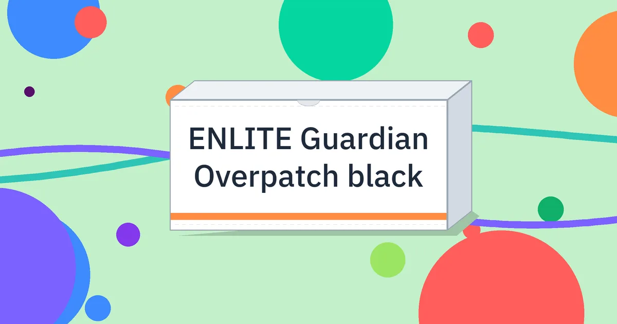 Symbolbild: Packung mit der Aufschrift ENLITE Guardian Overpatch black (PZN 19864022) – Verfügbarkeit und Bezug in Apotheken in Frankfurt am Main