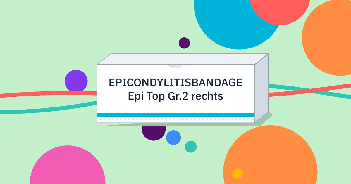 Symbolbild: Packung mit der Aufschrift EPICONDYLITISBANDAGE Epi Top Gr.2 rechts (PZN 05044367) – Verfügbarkeit und Bezug in Apotheken in Frankfurt am Main