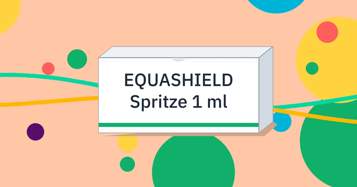 Symbolbild: Packung mit der Aufschrift EQUASHIELD Spritze 1 ml (PZN 13500709) – Verfügbarkeit und Bezug in Apotheken in Frankfurt am Main