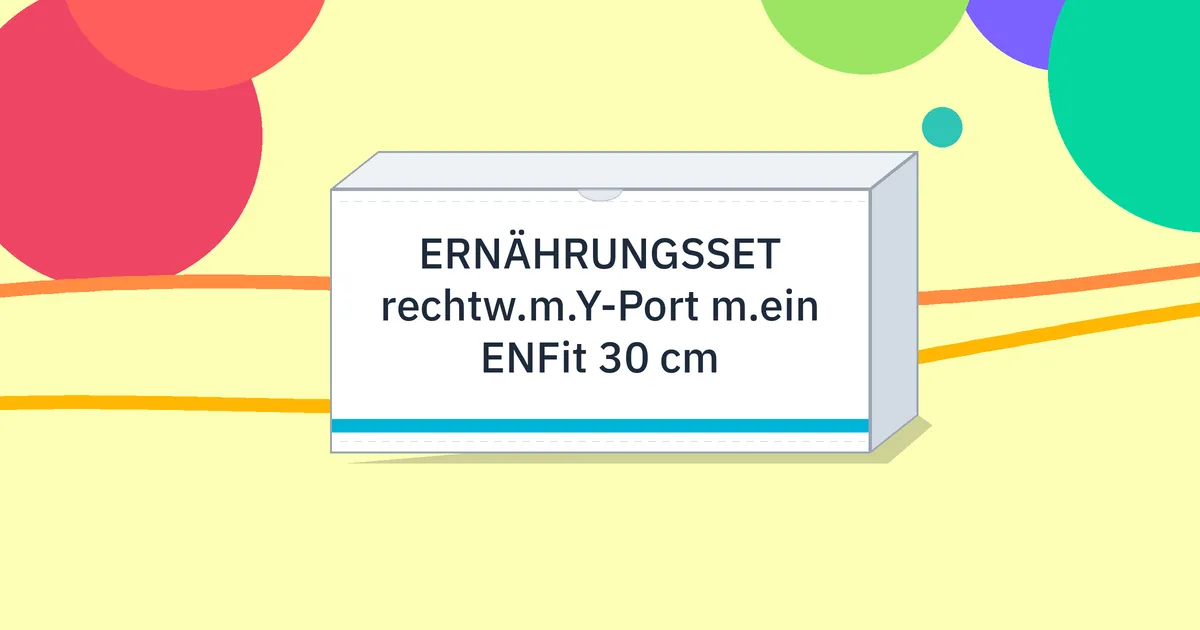 Symbolbild: Packung mit der Aufschrift ERNÄHRUNGSSET rechtw.m.Y-Port m.ein ENFit 30 cm (PZN 14345211) – Verfügbarkeit und Bezug in Apotheken in Frankfurt am Main
