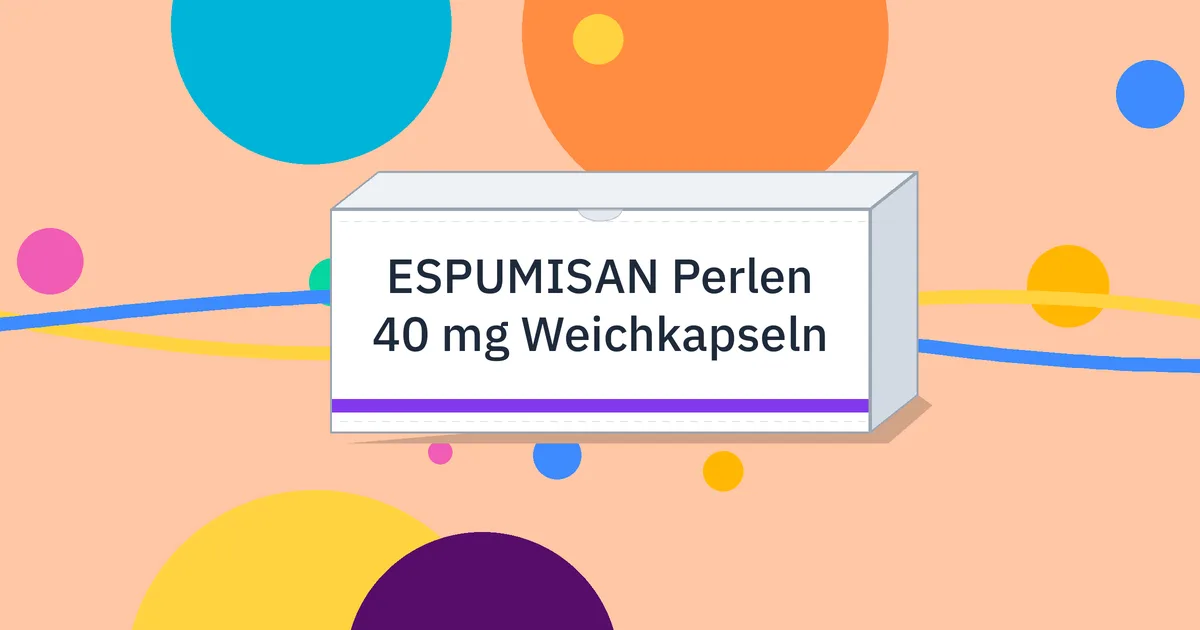 Symbolbild: Packung mit der Aufschrift ESPUMISAN Perlen 40 mg Weichkapseln (PZN 18361566) – Verfügbarkeit und Bezug in Apotheken in Frankfurt am Main