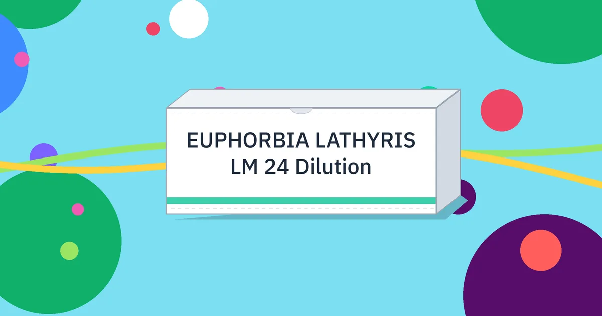 Symbolbild: Packung mit der Aufschrift EUPHORBIA LATHYRIS LM 24 Dilution (PZN 13482420) – Verfügbarkeit und Bezug in Apotheken in Frankfurt am Main