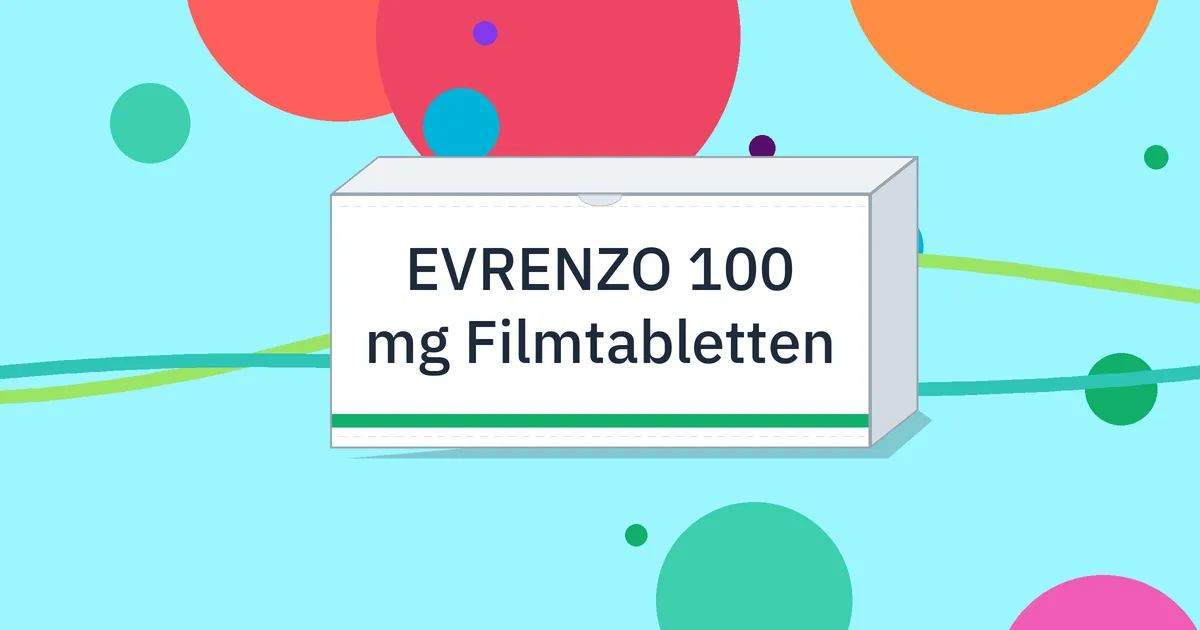 Symbolbild: Packung mit der Aufschrift EVRENZO 100 mg Filmtabletten (PZN 20181251) – Verfügbarkeit und Bezug in Apotheken in Frankfurt am Main
