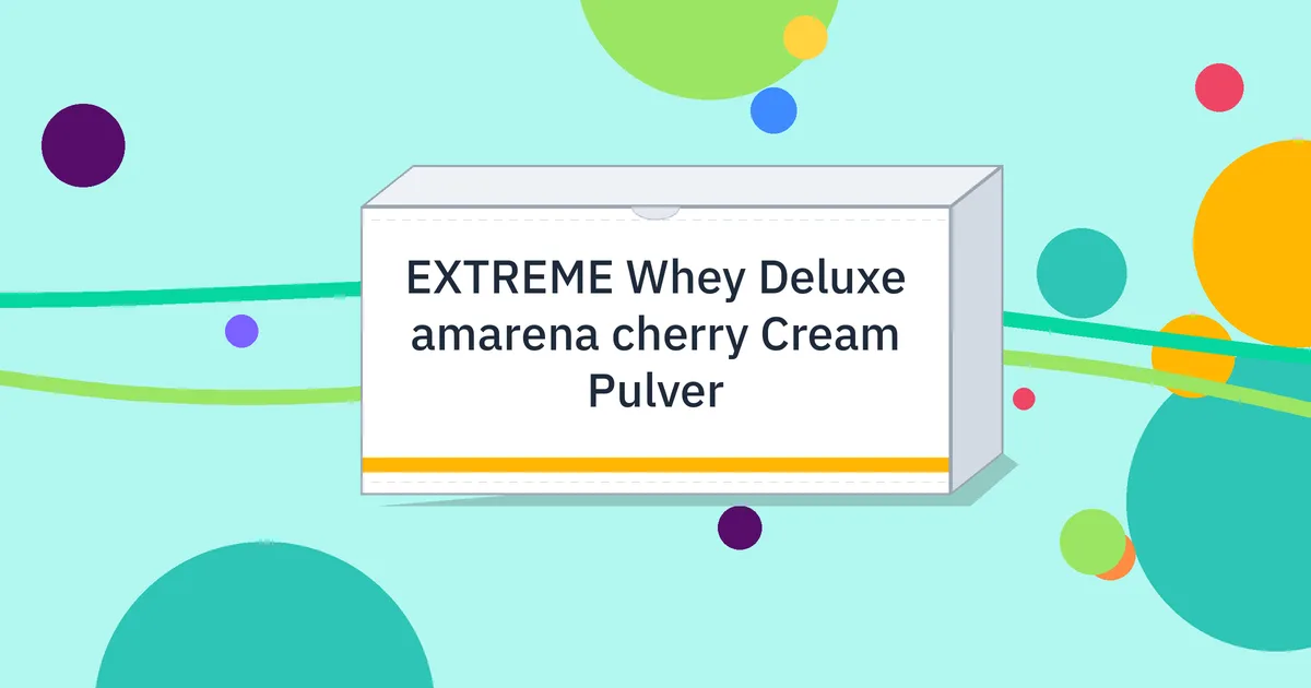 Symbolbild: Packung mit der Aufschrift EXTREME Whey Deluxe amarena cherry Cream Pulver (PZN 09208759) – Verfügbarkeit und Bezug in Apotheken in Frankfurt am Main