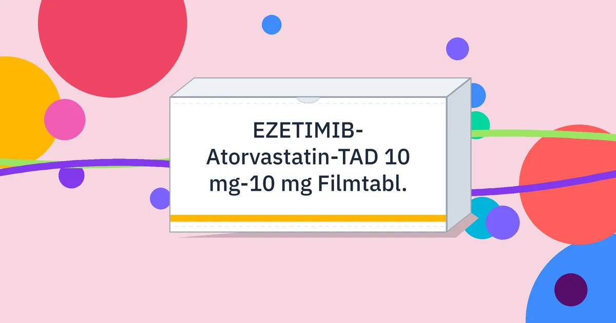 Symbolbild: Packung mit der Aufschrift EZETIMIB-Atorvastatin-TAD 10 mg-10 mg Filmtabl. (PZN 20173168) – Verfügbarkeit und Bezug in Apotheken in Frankfurt am Main