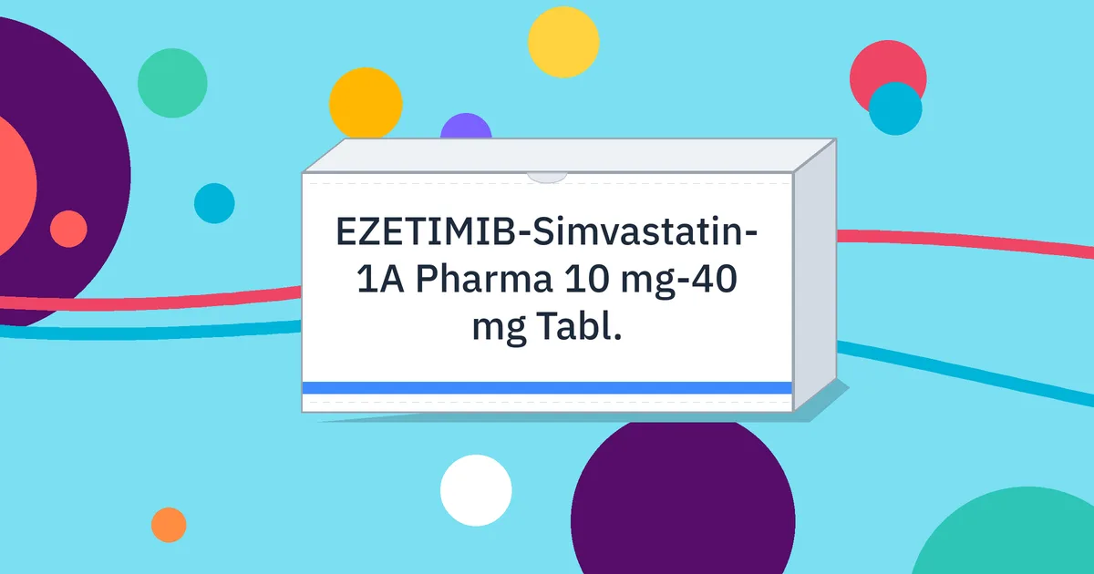 Symbolbild: Packung mit der Aufschrift EZETIMIB-Simvastatin-1A Pharma 10 mg-40 mg Tabl. (PZN 13592120) – Verfügbarkeit und Bezug in Apotheken in Frankfurt am Main