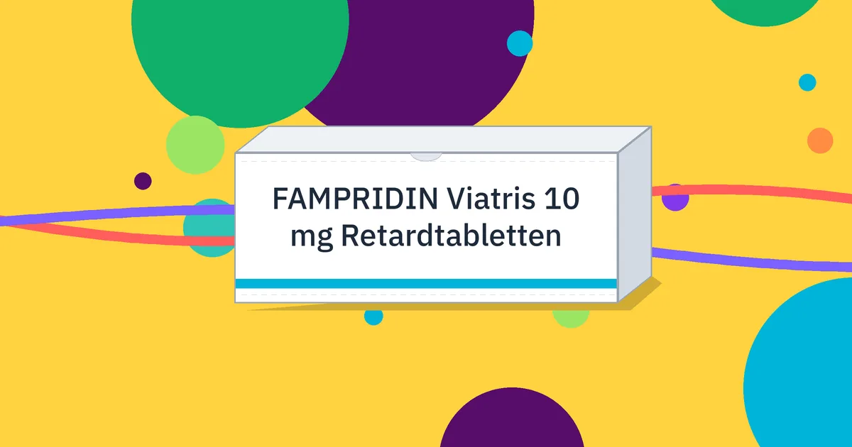 Symbolbild: Packung mit der Aufschrift FAMPRIDIN Viatris 10 mg Retardtabletten (PZN 20102530) – Verfügbarkeit und Bezug in Apotheken in Frankfurt am Main