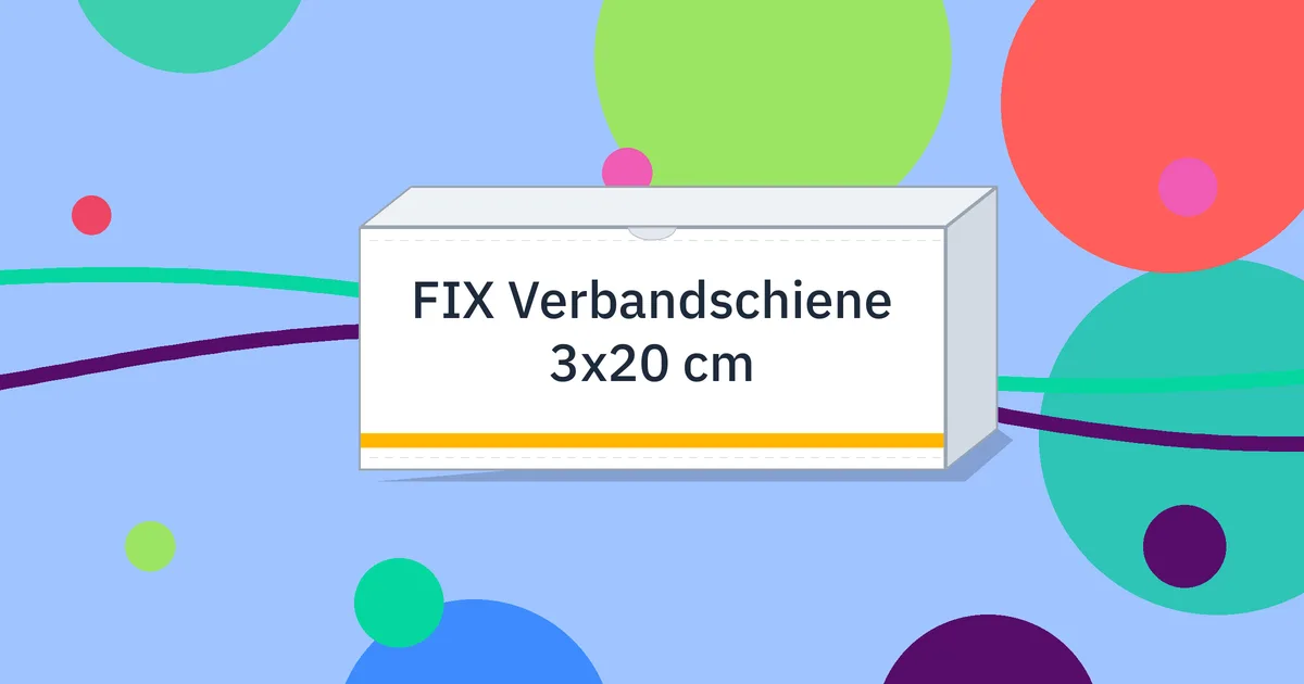 Symbolbild: Packung mit der Aufschrift FIX Verbandschiene 3x20 cm (PZN 06982085) – Verfügbarkeit und Bezug in Apotheken in Frankfurt am Main