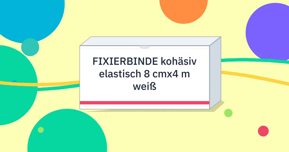 Symbolbild: Packung mit der Aufschrift FIXIERBINDE kohäsiv elastisch 8 cmx4 m weiß (PZN 10351781) – Verfügbarkeit und Bezug in Apotheken in Frankfurt am Main