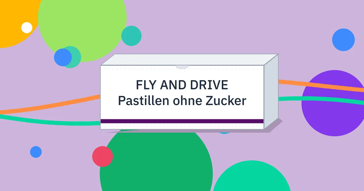 Symbolbild: Packung mit der Aufschrift FLY AND DRIVE Pastillen ohne Zucker (PZN 03528055) – Verfügbarkeit und Bezug in Apotheken in Frankfurt am Main