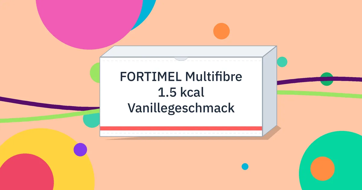 Symbolbild: Packung mit der Aufschrift FORTIMEL Multifibre 1.5 kcal Vanillegeschmack (PZN 19095865) – Verfügbarkeit und Bezug in Apotheken in Frankfurt am Main
