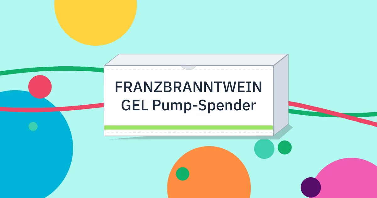Symbolbild: Packung mit der Aufschrift FRANZBRANNTWEIN GEL Pump-Spender (PZN 13918001) – Verfügbarkeit und Bezug in Apotheken in Frankfurt am Main