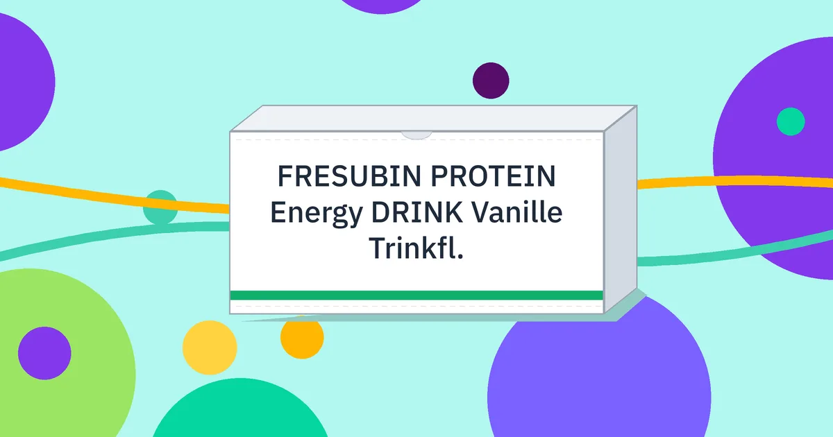 Symbolbild: Packung mit der Aufschrift FRESUBIN PROTEIN Energy DRINK Vanille Trinkfl. (PZN 20416122) – Verfügbarkeit und Bezug in Apotheken in Frankfurt am Main