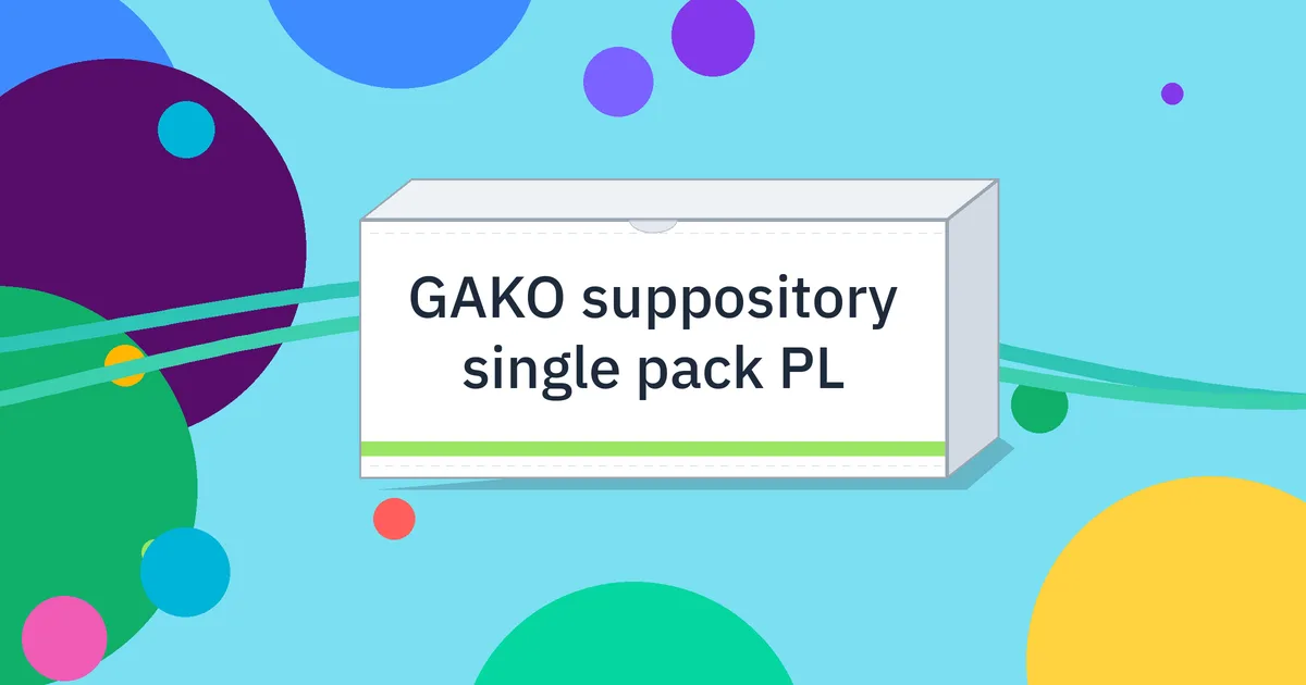 Symbolbild: Packung mit der Aufschrift GAKO suppository single pack PL (PZN 18295881) – Verfügbarkeit und Bezug in Apotheken in Frankfurt am Main