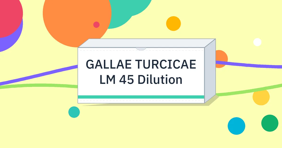 Symbolbild: Packung mit der Aufschrift GALLAE TURCICAE LM 45 Dilution (PZN 13498295) – Verfügbarkeit und Bezug in Apotheken in Frankfurt am Main