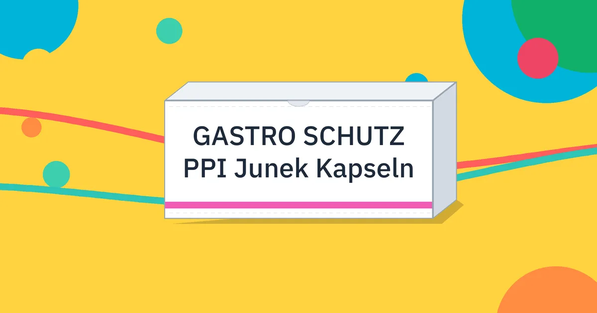 Symbolbild: Packung mit der Aufschrift GASTRO SCHUTZ PPI Junek Kapseln (PZN 17822798) – Verfügbarkeit und Bezug in Apotheken in Frankfurt am Main