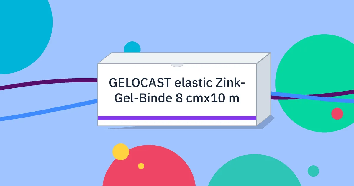 Symbolbild: Packung mit der Aufschrift GELOCAST elastic Zink-Gel-Binde 8 cmx10 m (PZN 00062544) – Verfügbarkeit und Bezug in Apotheken in Frankfurt am Main