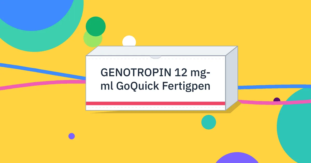 Symbolbild: Packung mit der Aufschrift GENOTROPIN 12 mg-ml GoQuick Fertigpen (PZN 14266523) – Verfügbarkeit und Bezug in Apotheken in Frankfurt am Main
