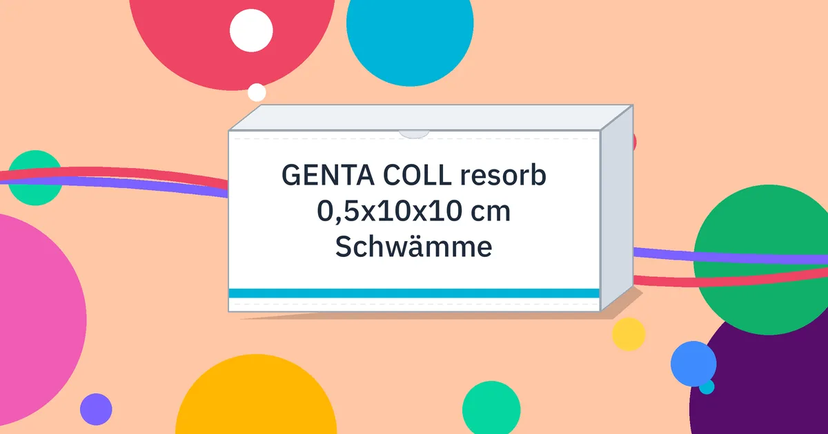 Symbolbild: Packung mit der Aufschrift GENTA COLL resorb 0,5x10x10 cm Schwämme (PZN 01613526) – Verfügbarkeit und Bezug in Apotheken in Frankfurt am Main