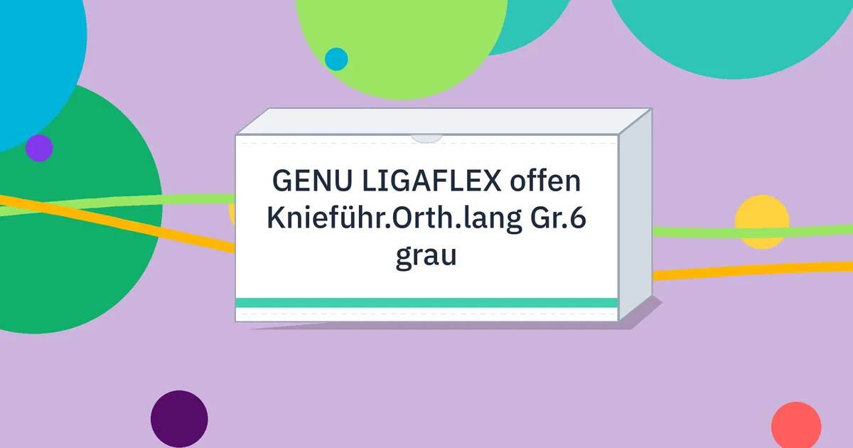 Symbolbild: Packung mit der Aufschrift GENU LIGAFLEX offen Knieführ.Orth.lang Gr.6 grau (PZN 13980394) – Verfügbarkeit und Bezug in Apotheken in Frankfurt am Main