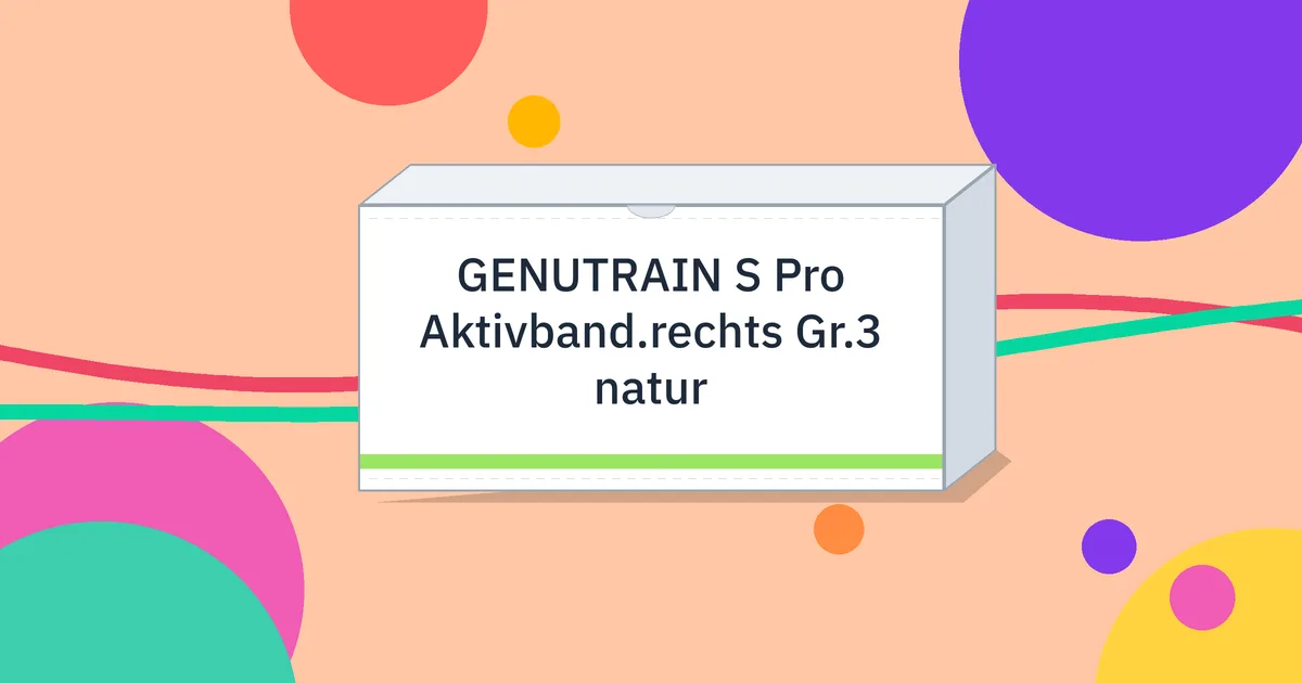 Symbolbild: Packung mit der Aufschrift GENUTRAIN S Pro Aktivband.rechts Gr.3 natur (PZN 09336960) – Verfügbarkeit und Bezug in Apotheken in Frankfurt am Main