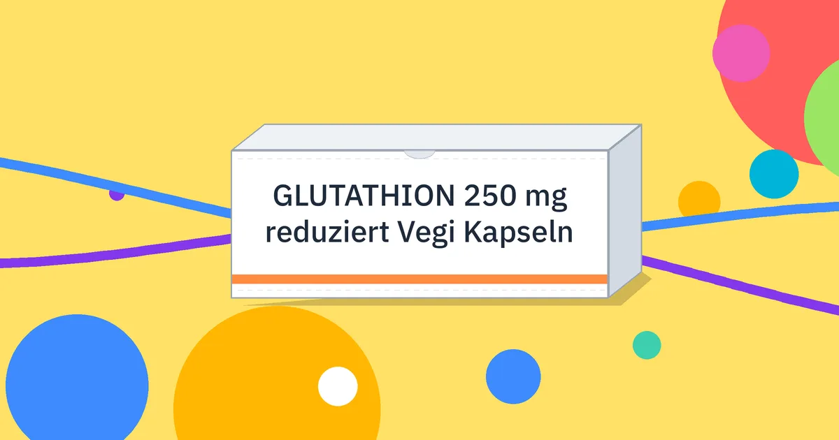 Symbolbild: Packung mit der Aufschrift GLUTATHION 250 mg reduziert Vegi Kapseln (PZN 15245782) – Verfügbarkeit und Bezug in Apotheken in Frankfurt am Main