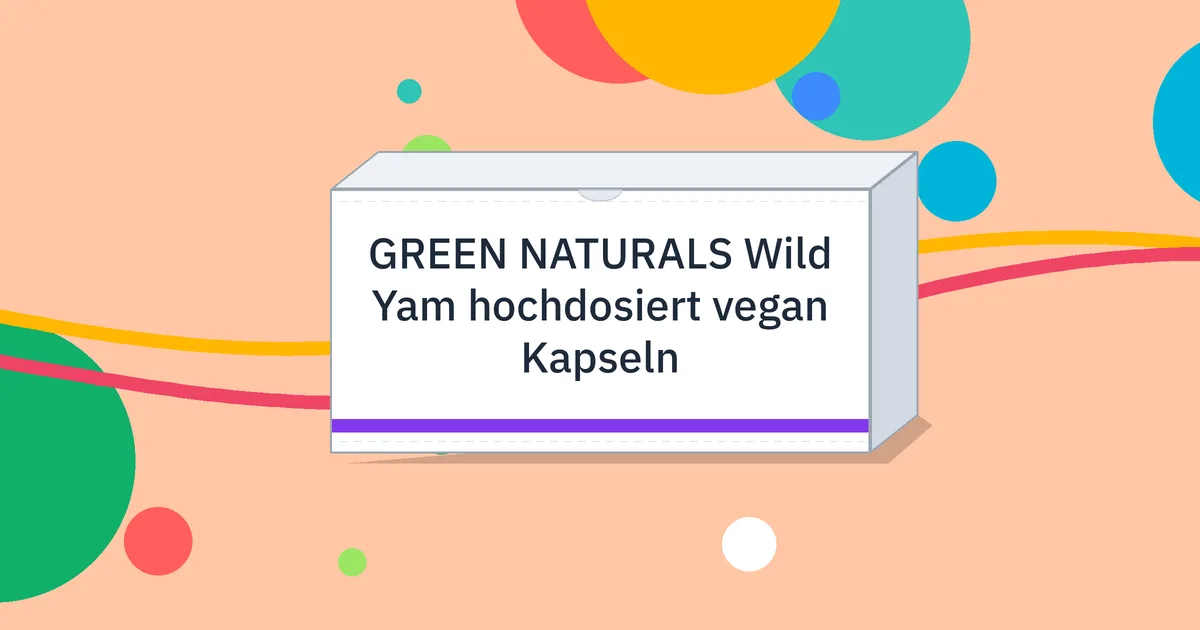 Symbolbild: Packung mit der Aufschrift GREEN NATURALS Wild Yam hochdosiert vegan Kapseln (PZN 18386804) – Verfügbarkeit und Bezug in Apotheken in Frankfurt am Main
