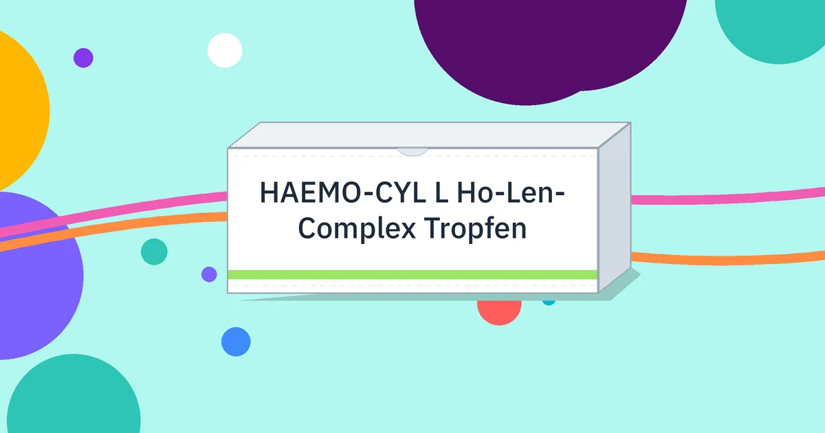 Symbolbild: Packung mit der Aufschrift HAEMO-CYL L Ho-Len-Complex Tropfen (PZN 03395921) – Verfügbarkeit und Bezug in Apotheken in Frankfurt am Main