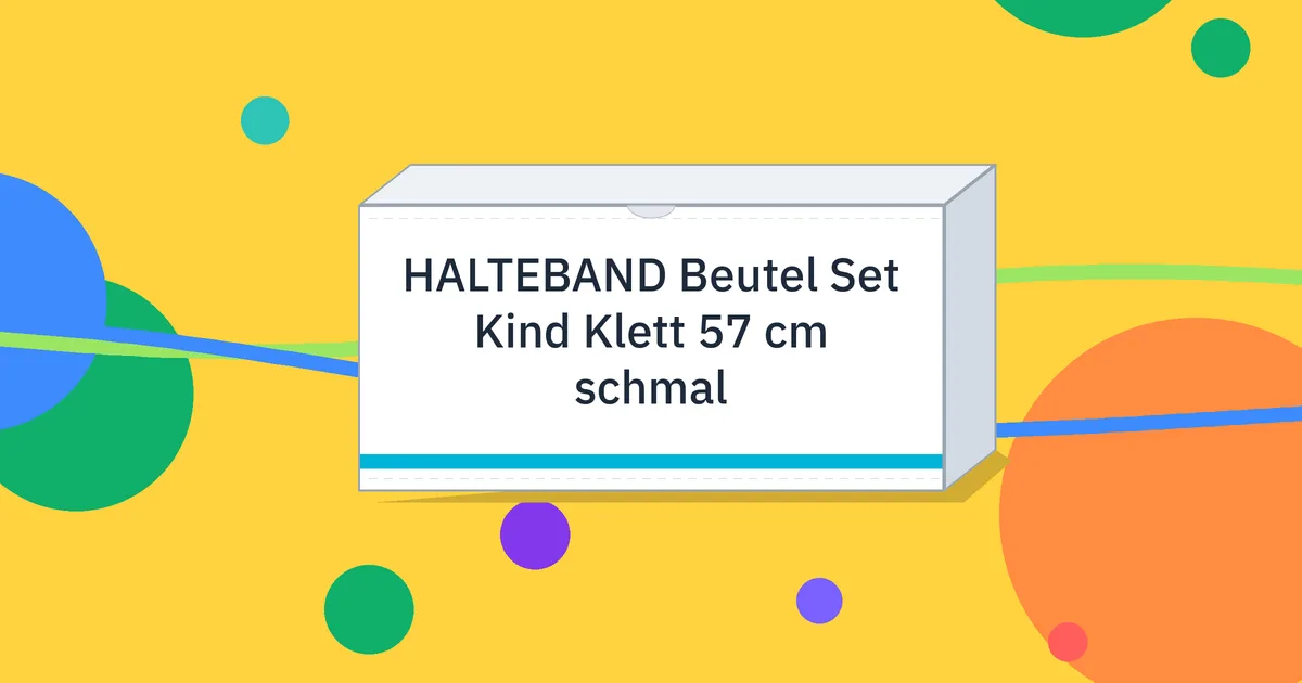 Symbolbild: Packung mit der Aufschrift HALTEBAND Beutel Set Kind Klett 57 cm schmal (PZN 19624393) – Verfügbarkeit und Bezug in Apotheken in Frankfurt am Main