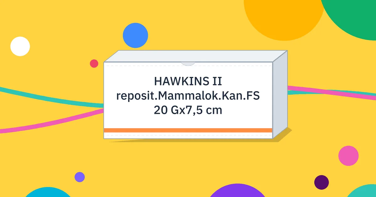 Symbolbild: Packung mit der Aufschrift HAWKINS II reposit.Mammalok.Kan.FS 20 Gx7,5 cm (PZN 04501779) – Verfügbarkeit und Bezug in Apotheken in Frankfurt am Main