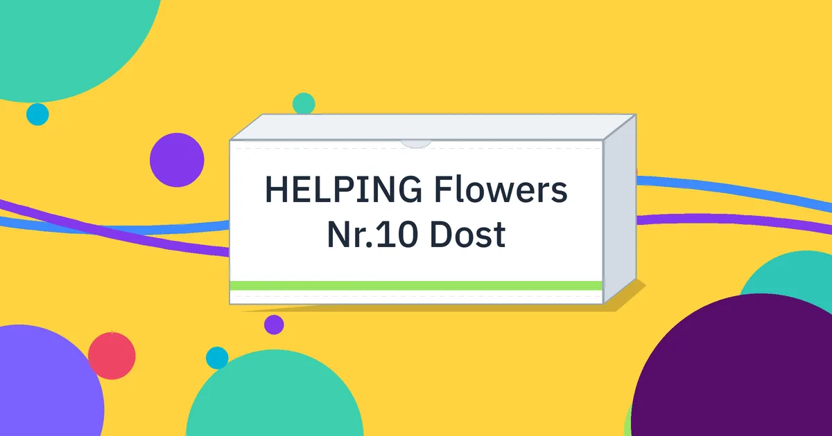 Symbolbild: Packung mit der Aufschrift HELPING Flowers Nr.10 Dost (PZN 12499677) – Verfügbarkeit und Bezug in Apotheken in Frankfurt am Main