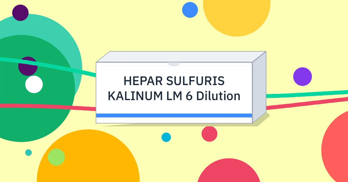 Symbolbild: Packung mit der Aufschrift HEPAR SULFURIS KALINUM LM 6 Dilution (PZN 12887801) – Verfügbarkeit und Bezug in Apotheken in Frankfurt am Main